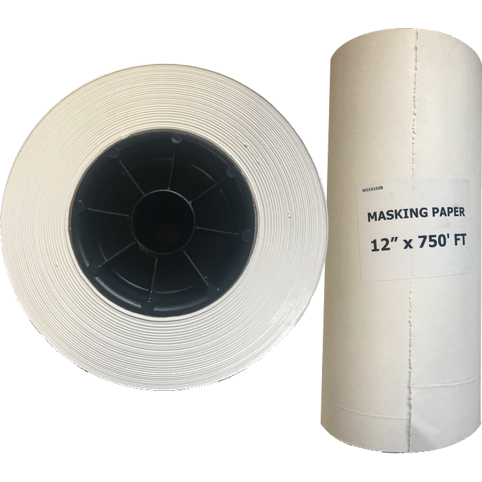 Poly Coated 12" Masking Paper, WHITE, 750ft. | Jerzyautopaint.com