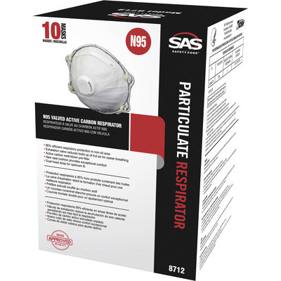 Sas Safety N95 Particle Respirator 8712 Box (10 masks) | Jerzyautopaint.com