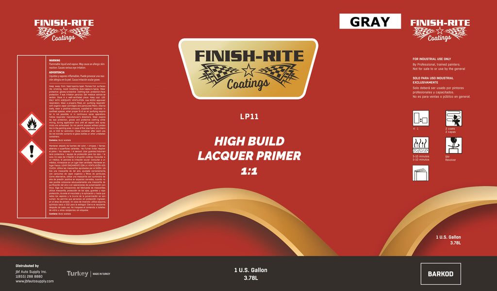 Finish Rite LP11 Acrylic Lacquer Primer H/S Gallon (gray,black,white ...